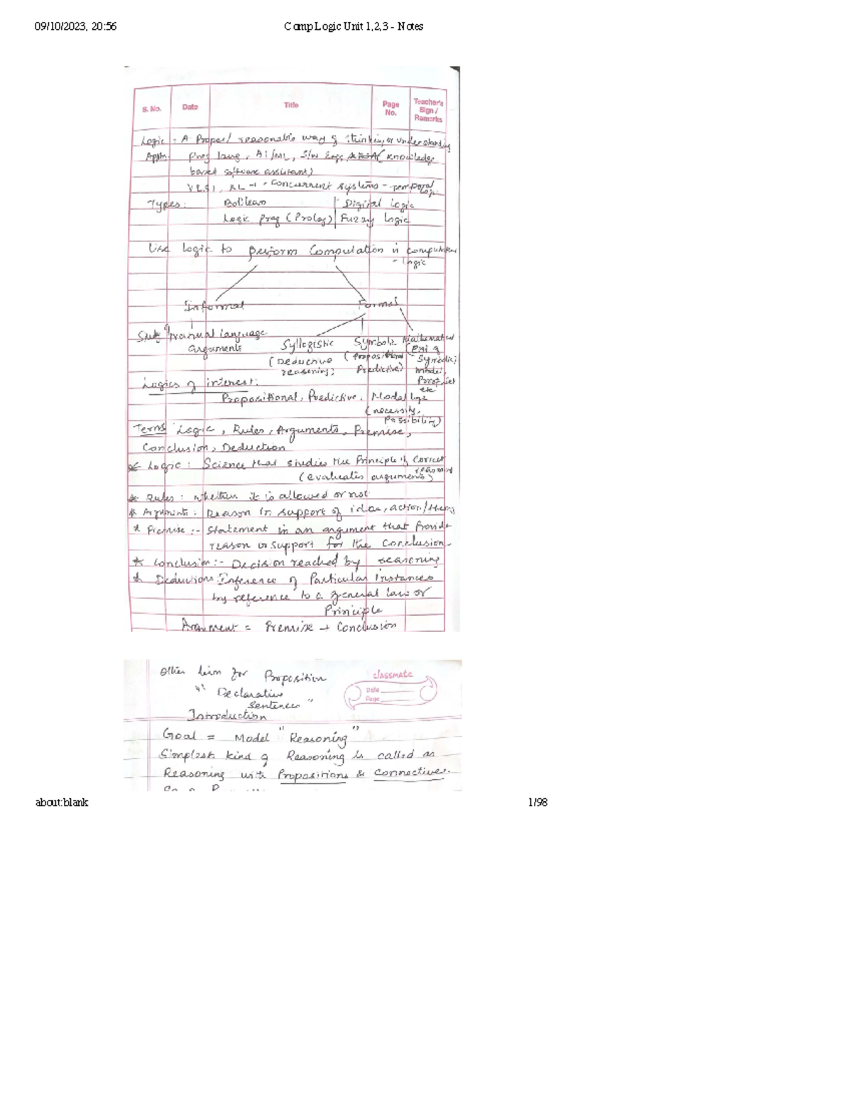 Comp Logic Unit 1,2,3 - Notes - Computational Logic - Studocu