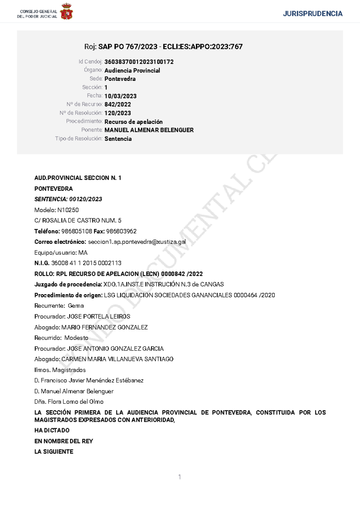 SAP DIP Trabajo - Roj: SAP PO 767/2023 - ECLI:ES:APPO:2023: Id Cendoj ...