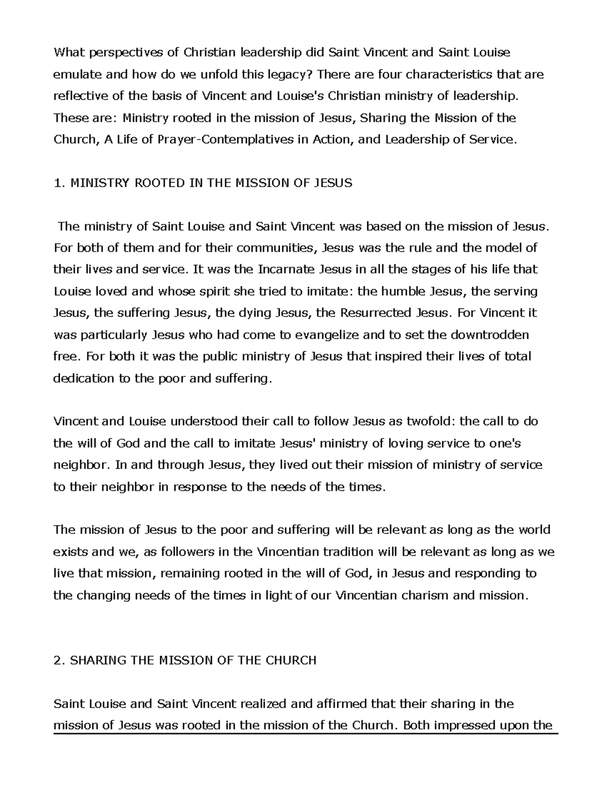 Activity GR11 - Characteristics - What perspectives of Christian ...