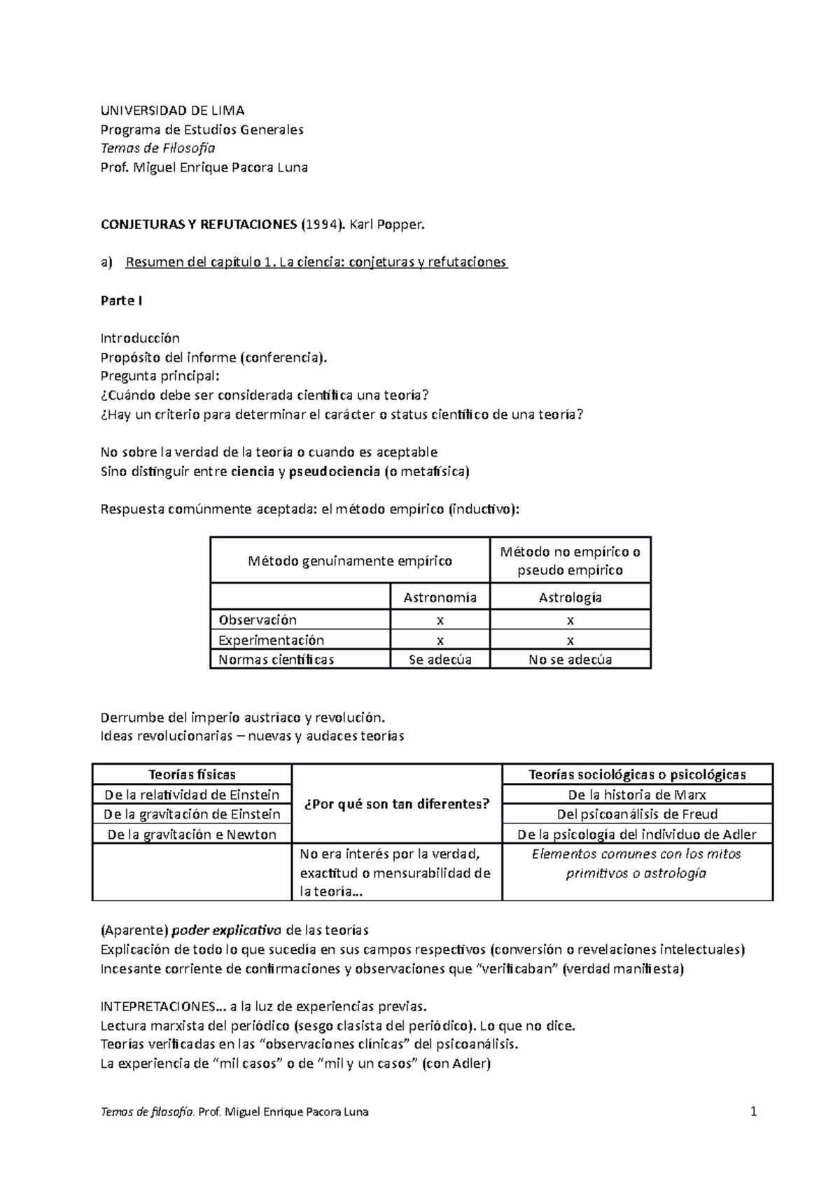 Conjeturas Y Refutaciones - TEMAS DE FILOSOFÍA - ULIMA - Studocu