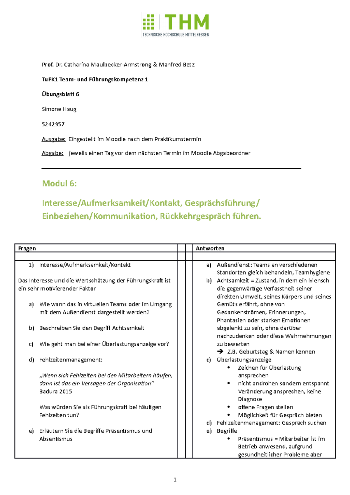 TuFK - Übungsblatt 6 - Prof. Dr. Catharina Maulbecker-Armstrong ...