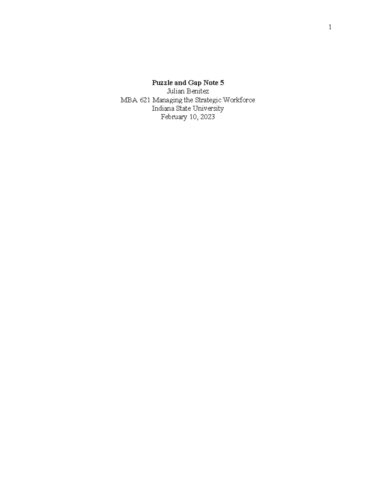 Puzzle and gap 5 - Master in Business Administration - Puzzle and Gap ...