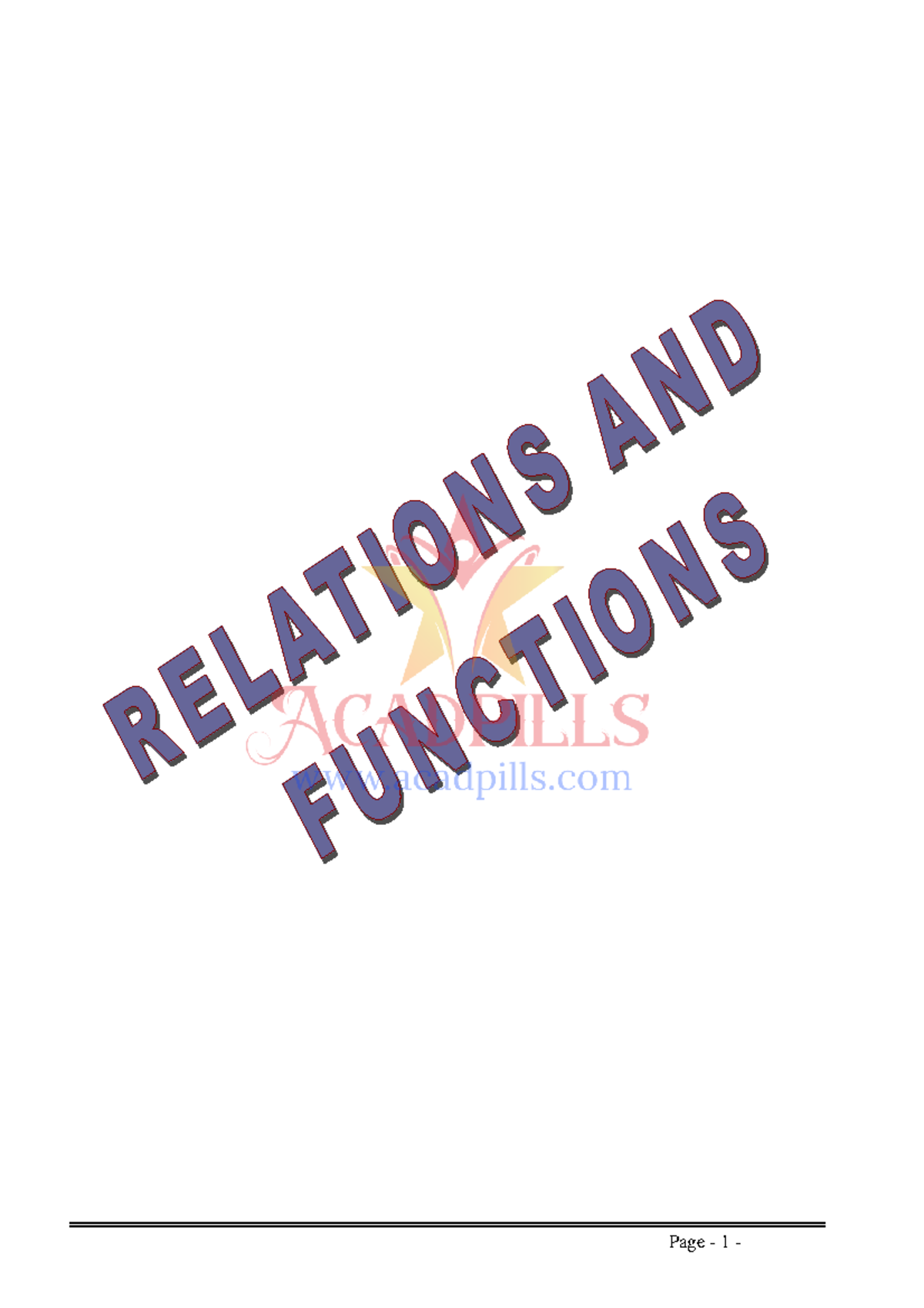 Maths all important notes and formulas - CHAPTER – 1: RELATIONS AND ...