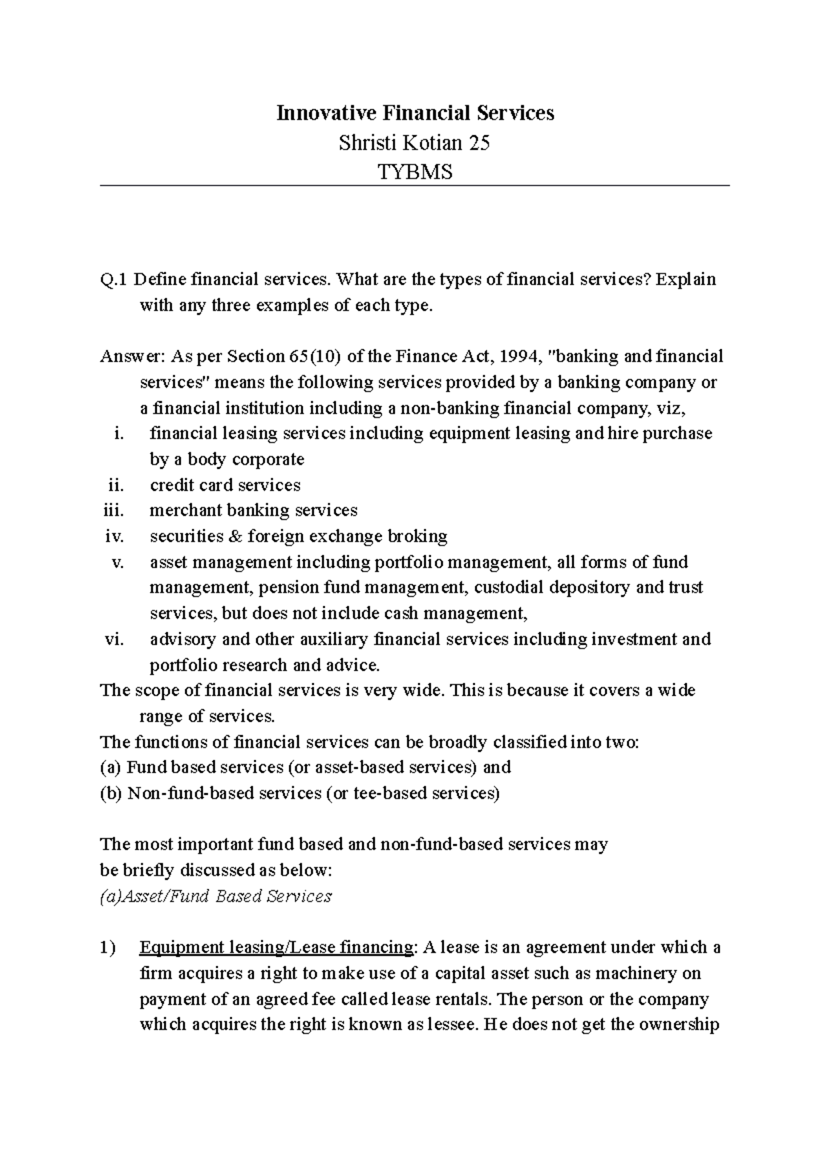 Innovative Financial Services of business management - Innovative ...