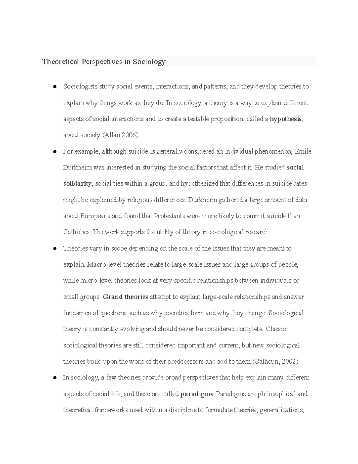 SOCI- Theoretical Perspectives in Sociology - Theoretical Perspectives ...