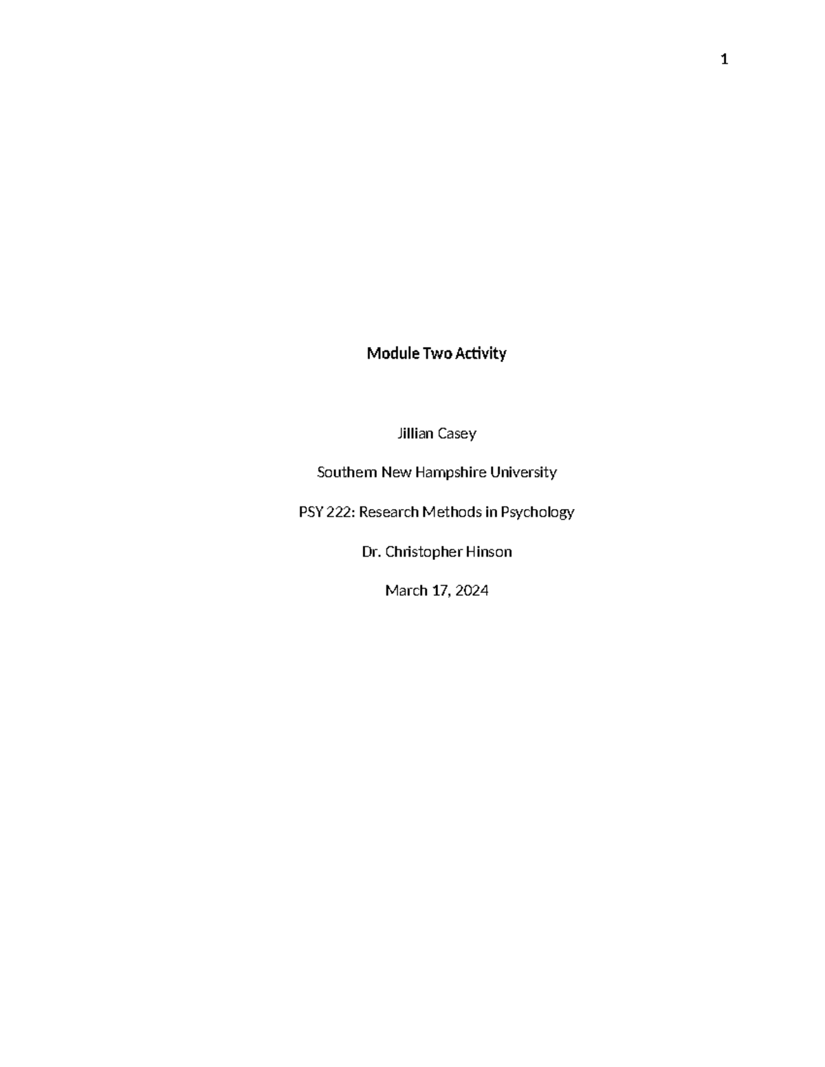 PSY222 Module Two Activity (2) - Module Two Activity Jillian Casey ...