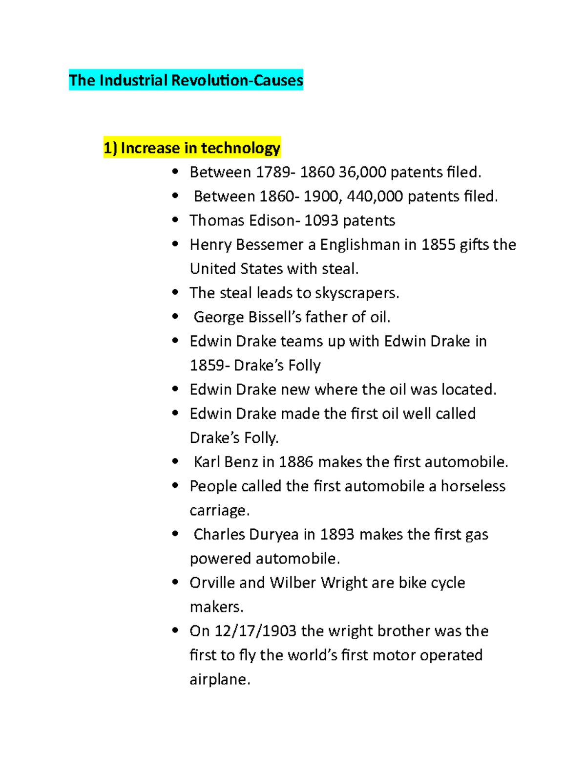 The Industrial Revolution Notes - The Industrial Revolution-Causes 1 ...