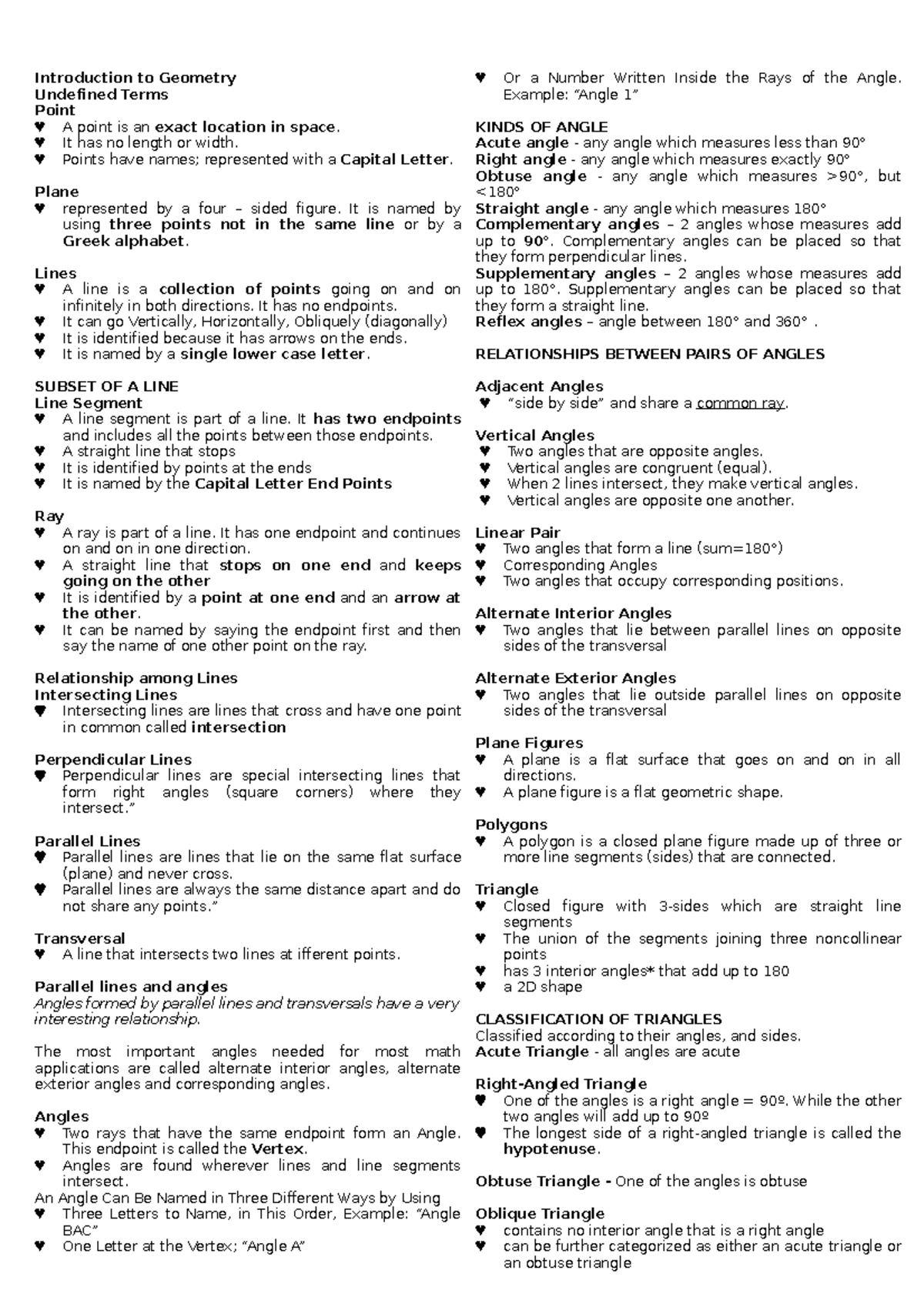 Solid Mensuration Lesson 1 and 2 - Introduction to Geometry Undefined ...