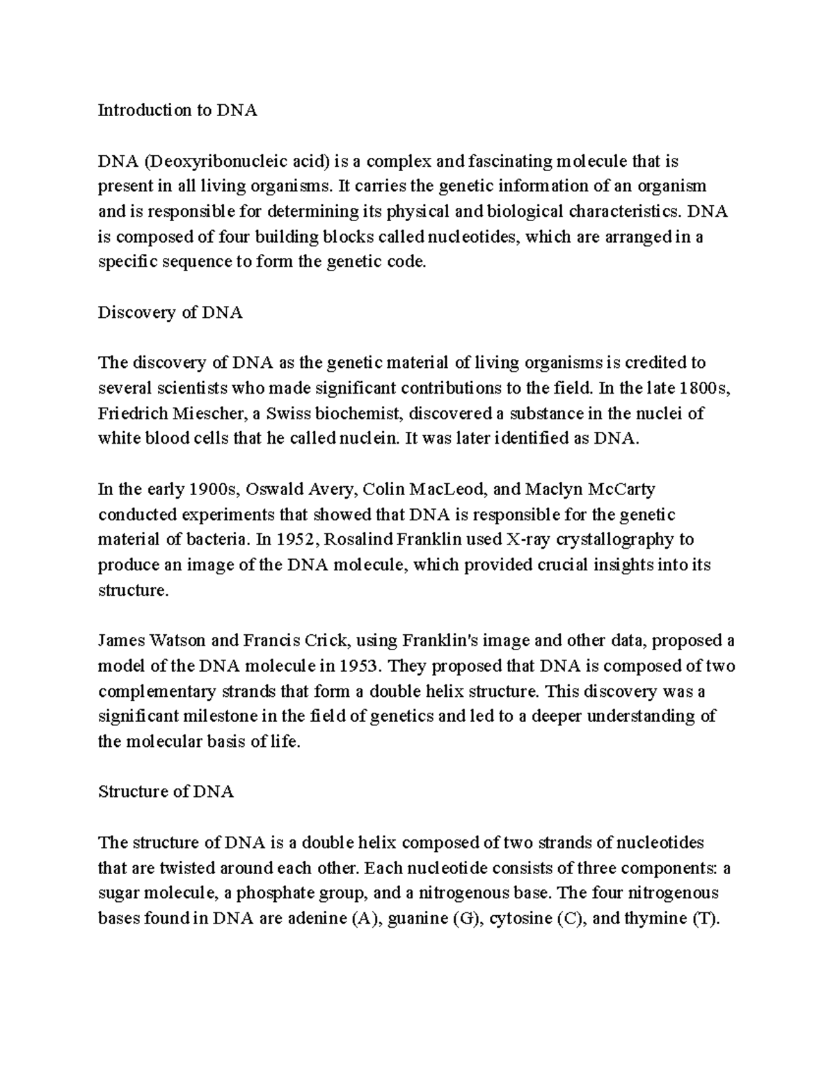 DNA P7 1- Google Docs - DNA NOTES - Introduction to DNA DNA ...