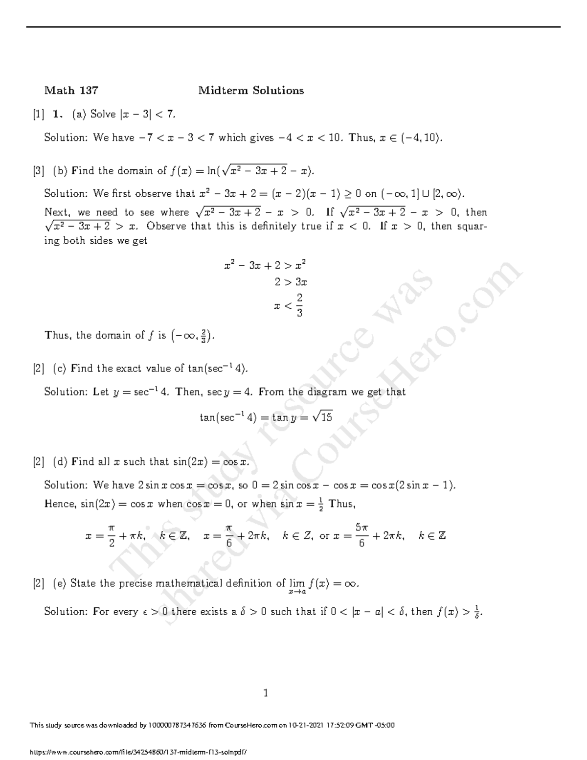 137 solutionsn lecture - MAT290 - U of T - Studocu