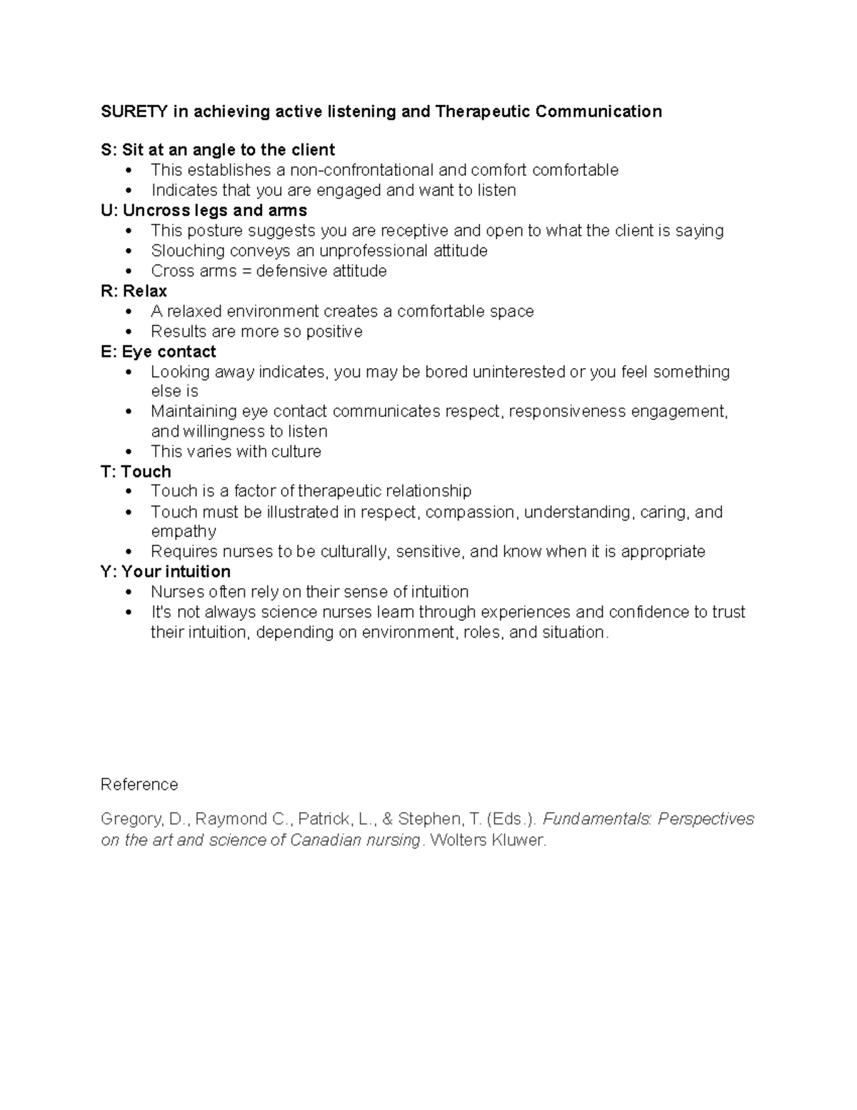 Surety Therapeutic Communication - SURETY in achieving active listening ...