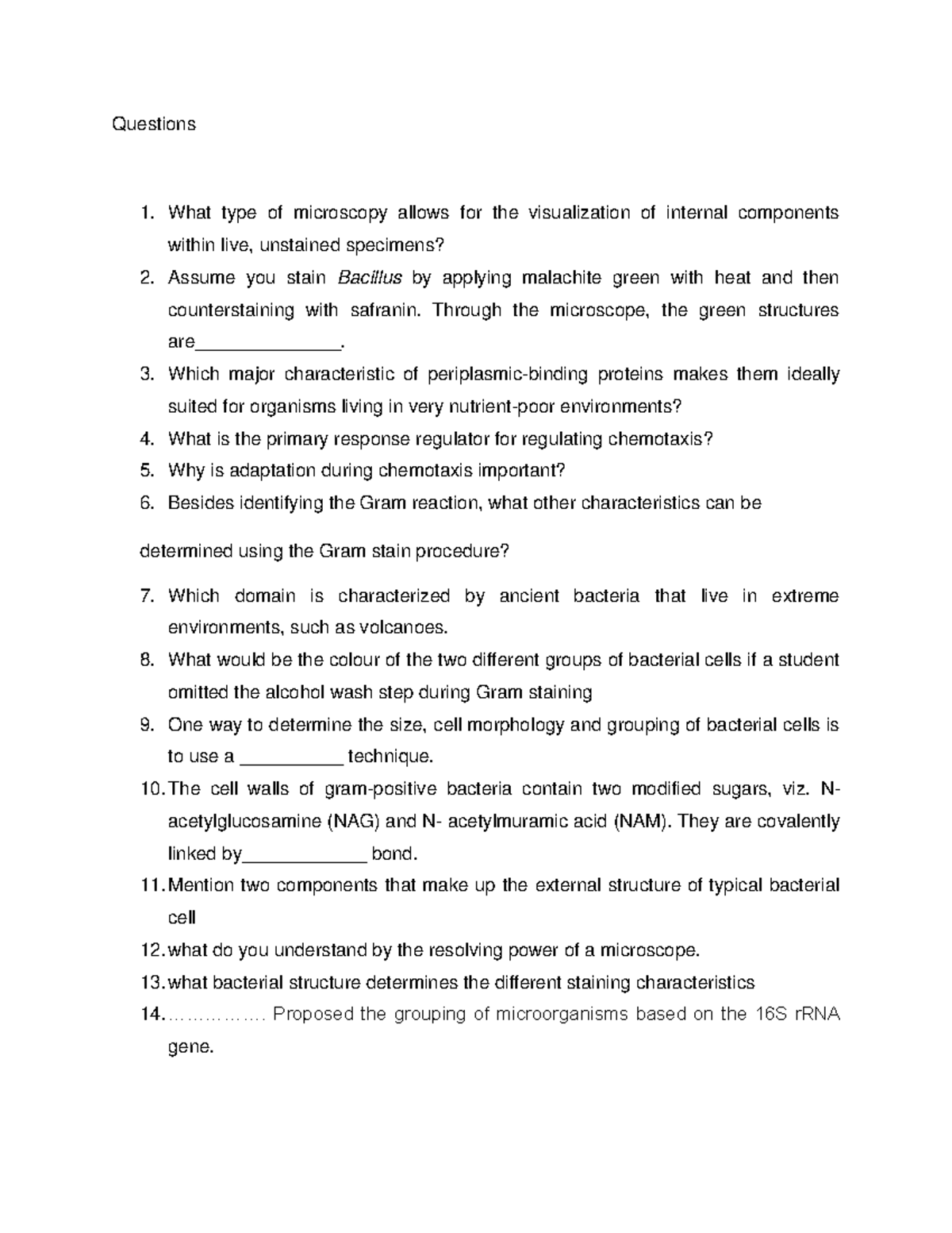 Practice questions - Questions 1. What type of microscopy allows for ...