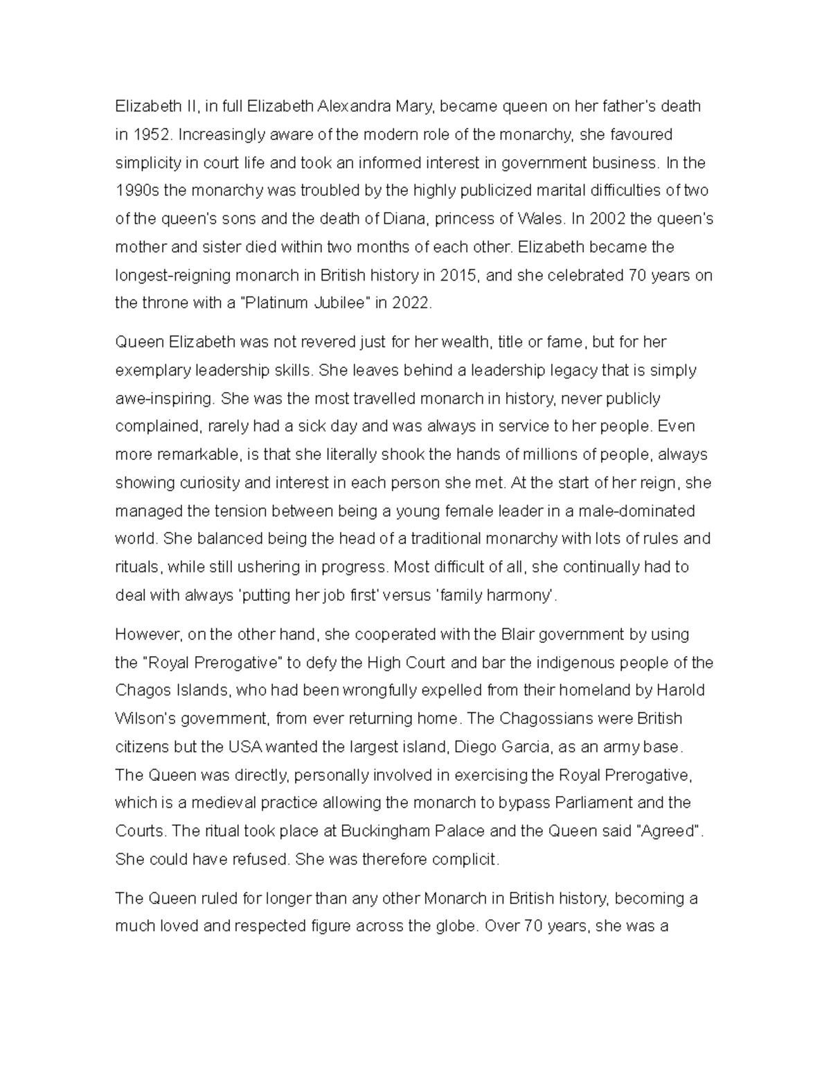 Elizabeth II essay - inglés - Elizabeth II, in full Elizabeth Alexandra ...