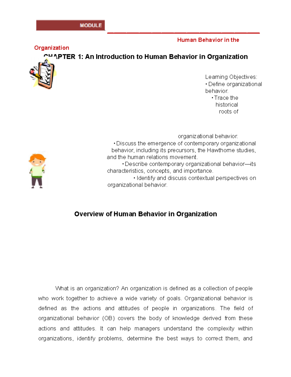 Chapter 1 - An Introduction to Human Behavior in Organization - - Studocu