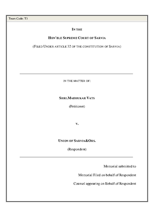 Compendium - TEAM CODE - 16 JUSTICE G. KAMAT MEMORIAL NATIONAL MOOT ...