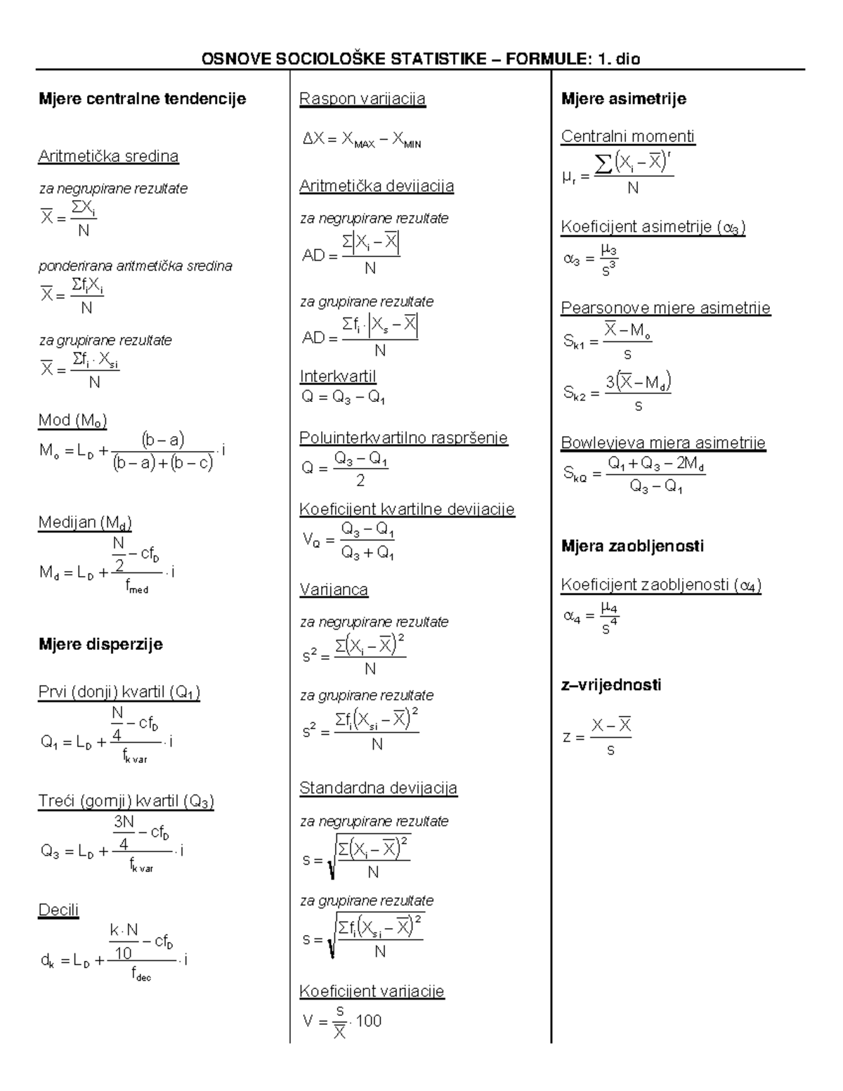Formule 1 - Statistika za sociologiju - dvopredmetni kolegij - OSNOVE ...