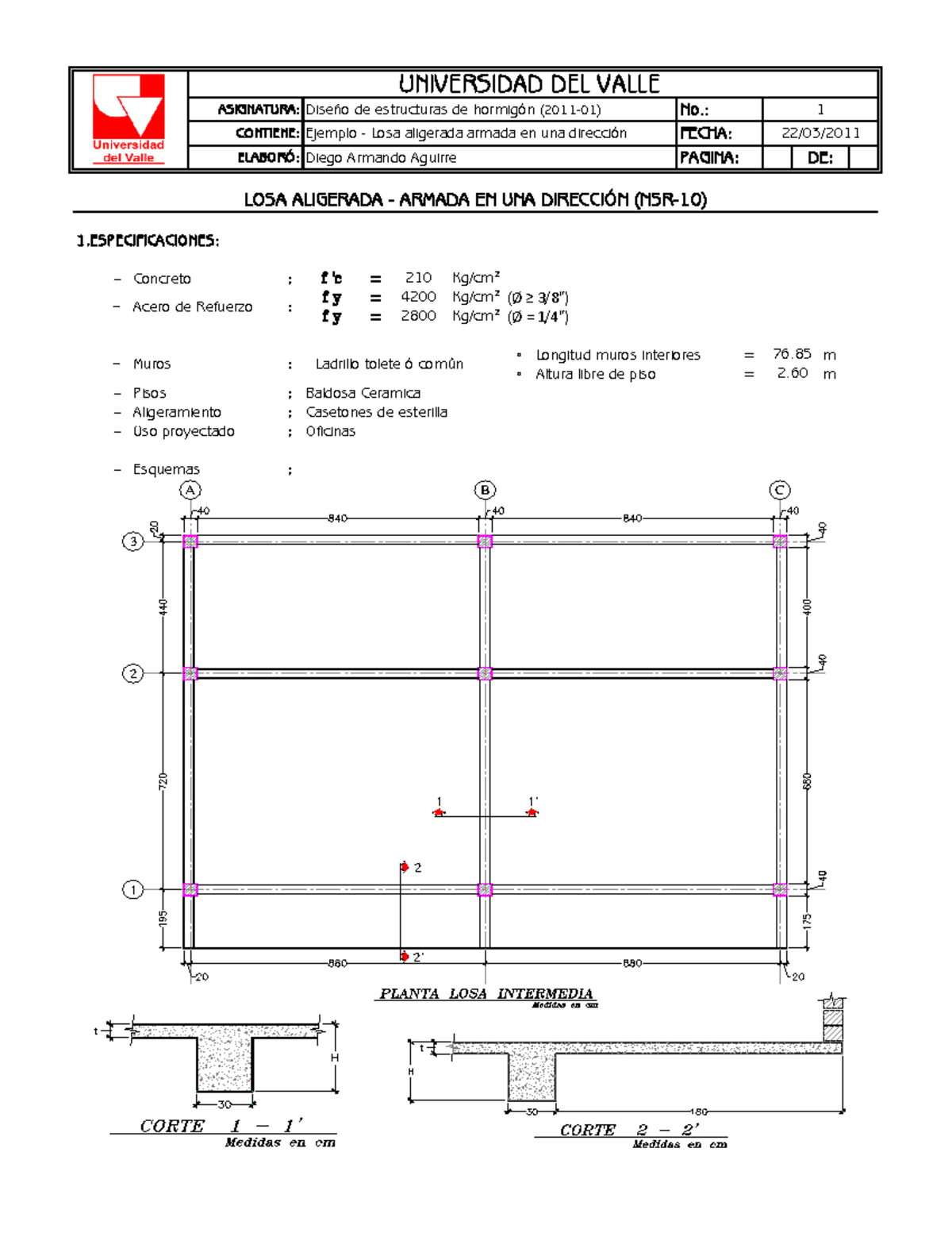 Losa aligerada en una direccion - StuDocu