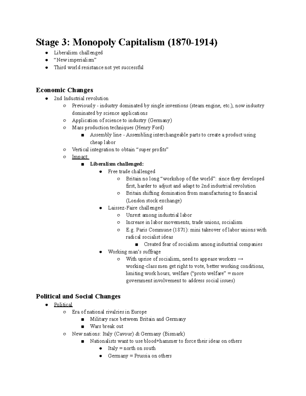 Stages 3-4 - Lecture notes on Monopoly Capitalism and Defensive ...