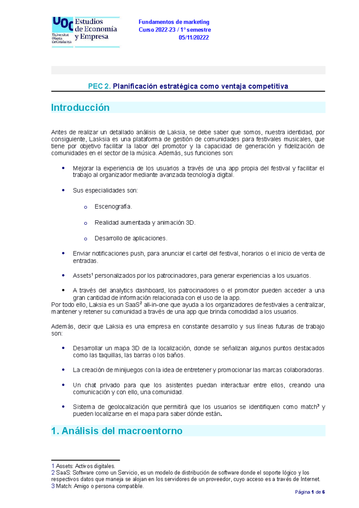 PEC2 - Hoja de respuestas - Fundamentos de marketing Curso 2022-23 / 1º semestre 05/11/ PEC 2 ...