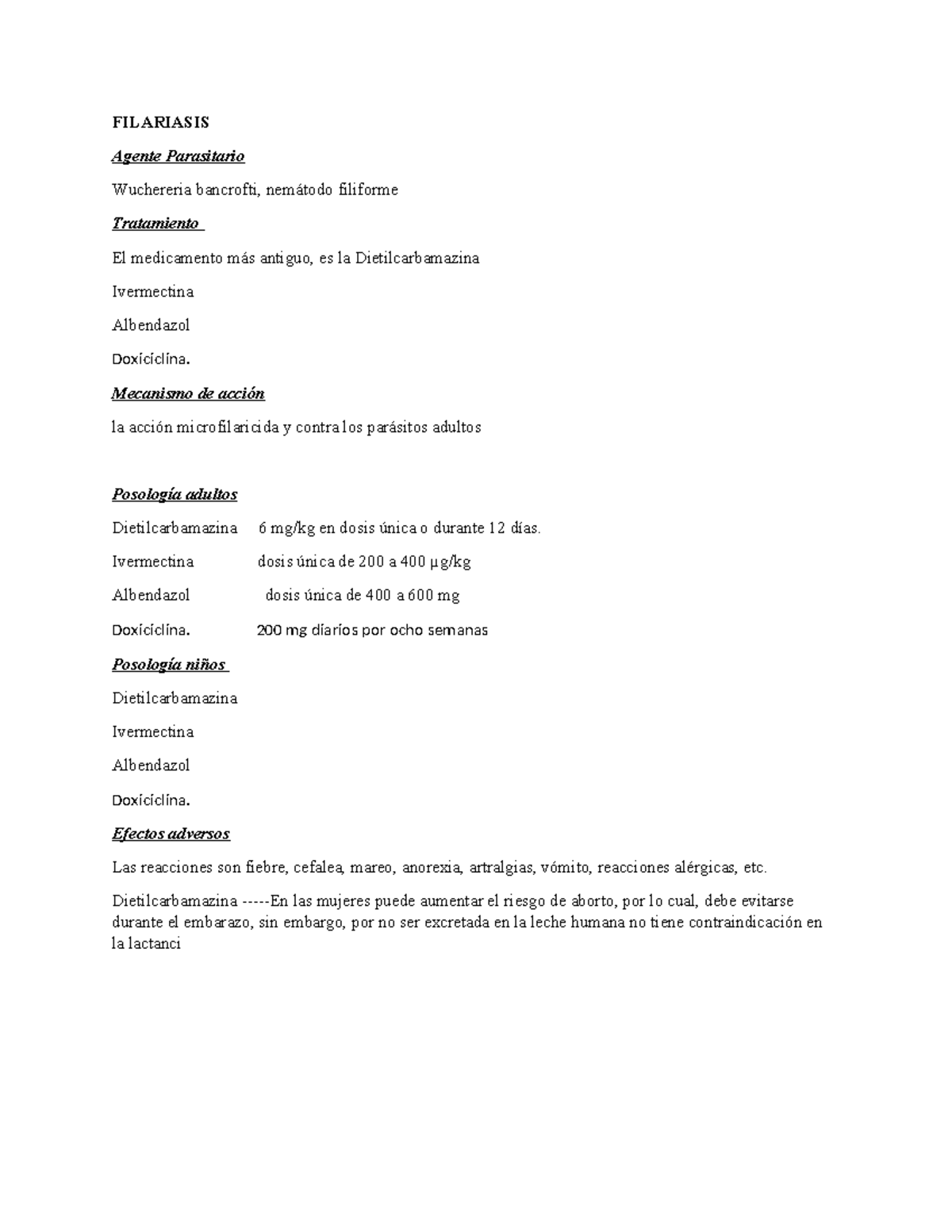 Filariasis - FILARIASIS Agente Parasitario Wuchereria bancrofti ...