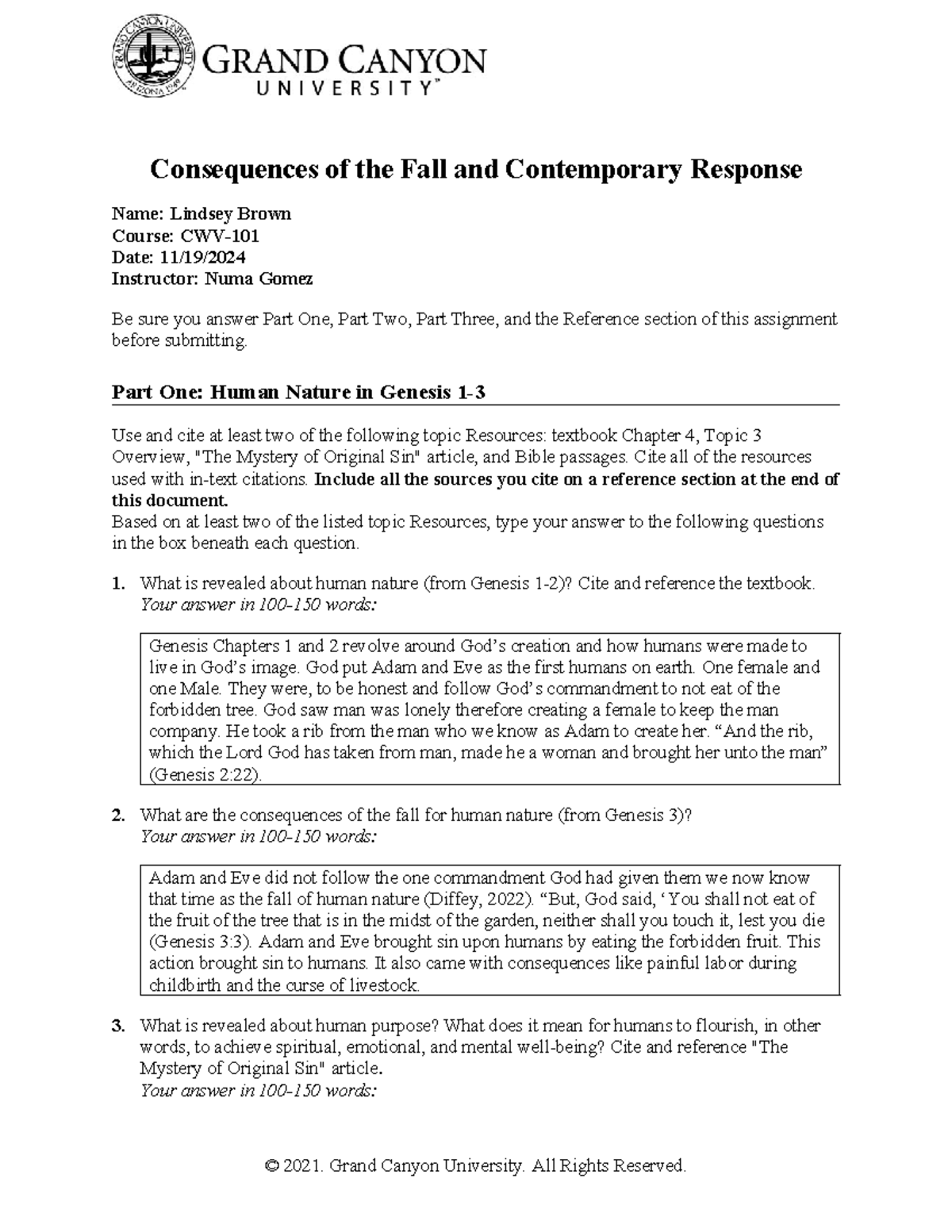 CWV 101 301 RS T3Conseq Of The Fall Contemporary Response Online - Consequences of the Fall and ...