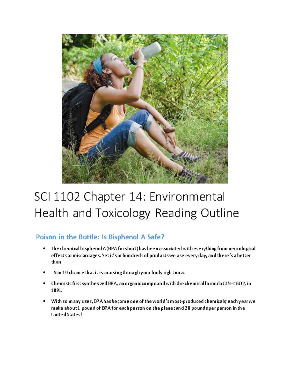 SCI 1102 Chapter 14 Environmental Health and Toxicology Reading Outline - Yet it’s in hundreds ...