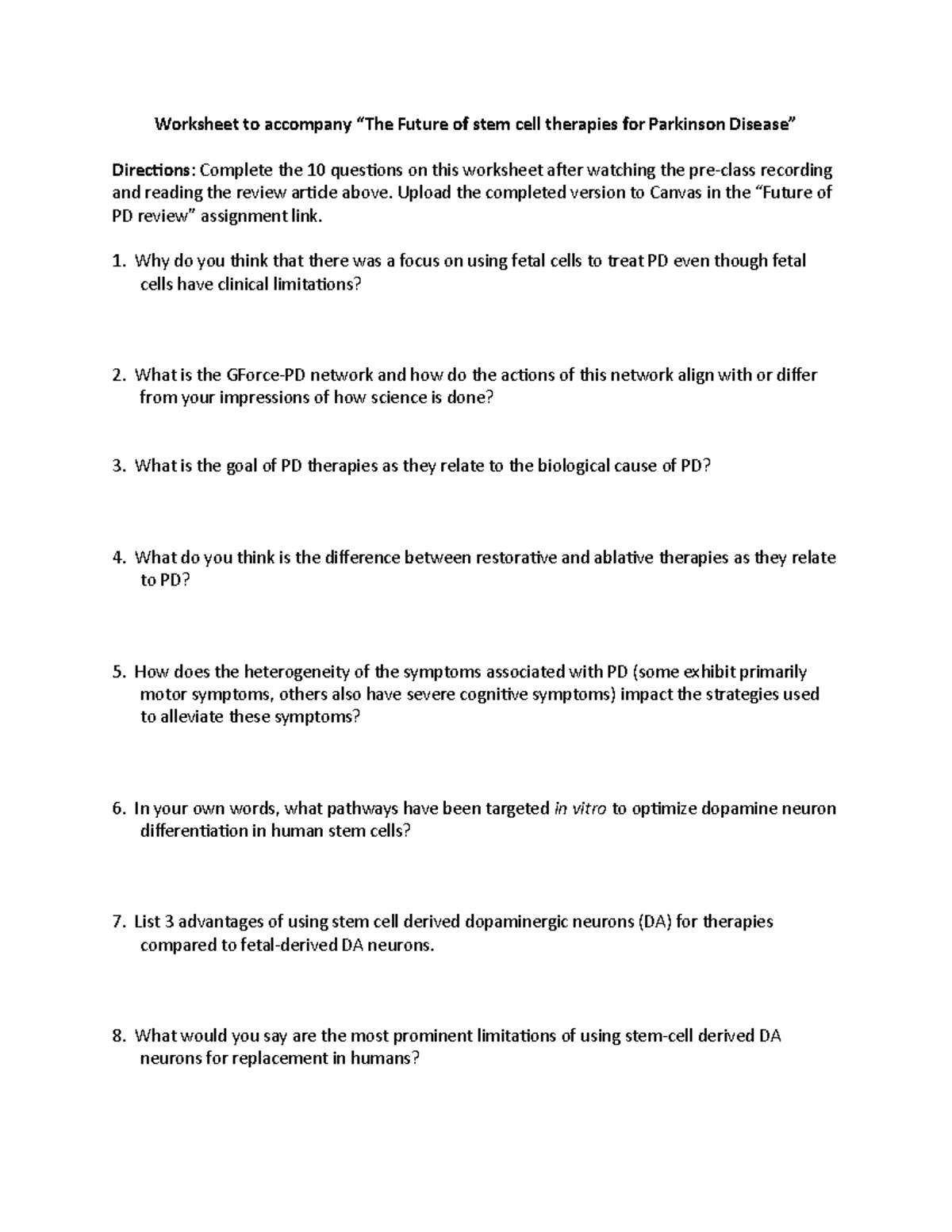 PD review pre-class worksheet-1 - Worksheet to accompany “The Future of ...