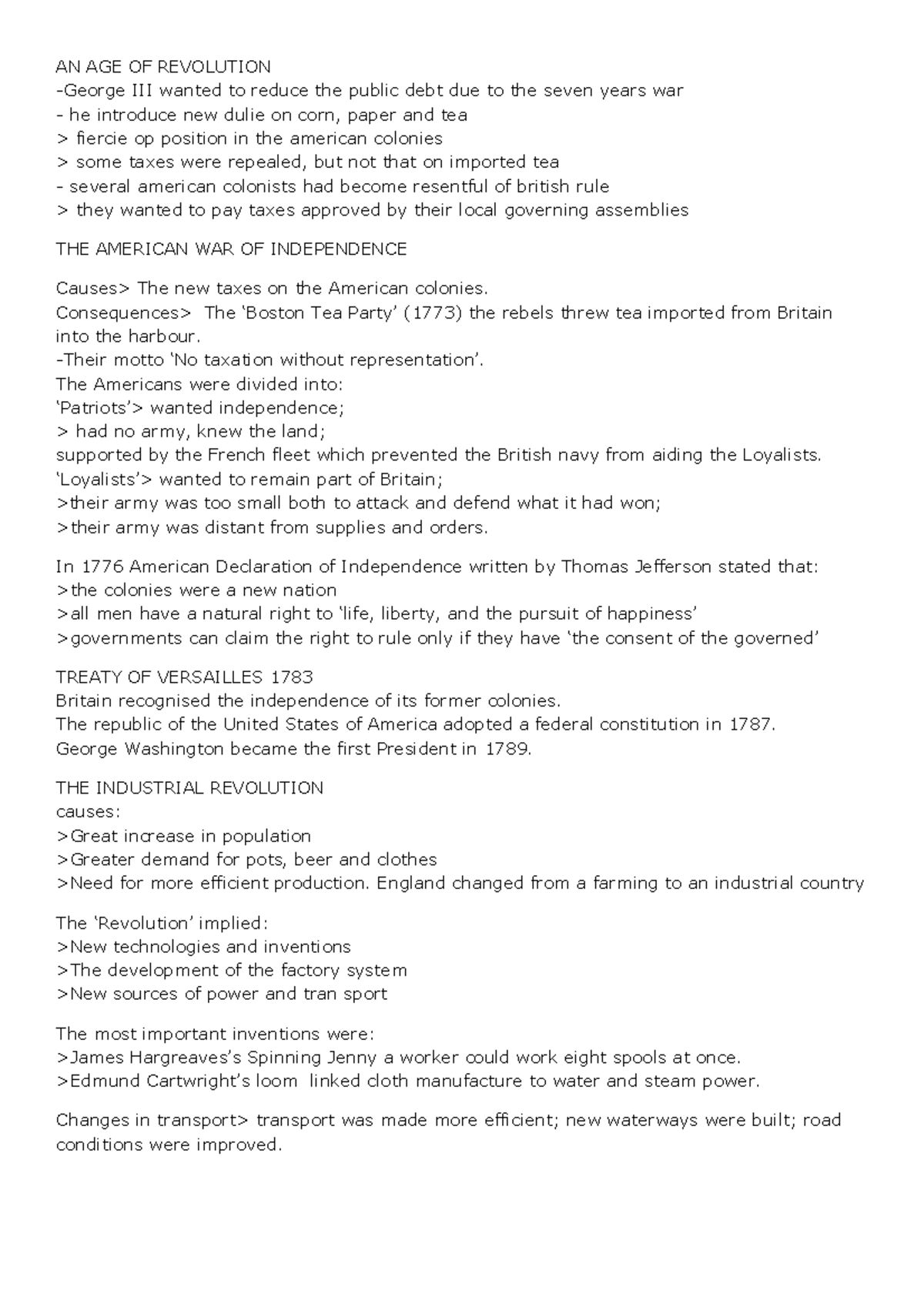 AN AGE OF Revolution - anni della rivoluzione - AN AGE OF REVOLUTION ...