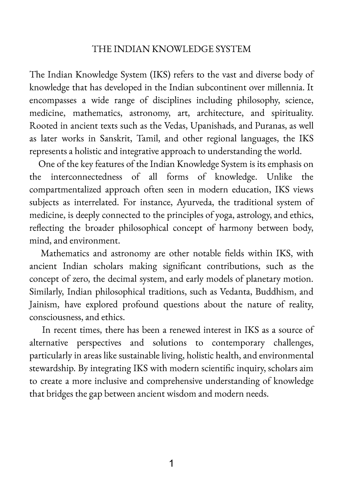 Indian Knowledge System - It encompasses a wide range of disciplines ...