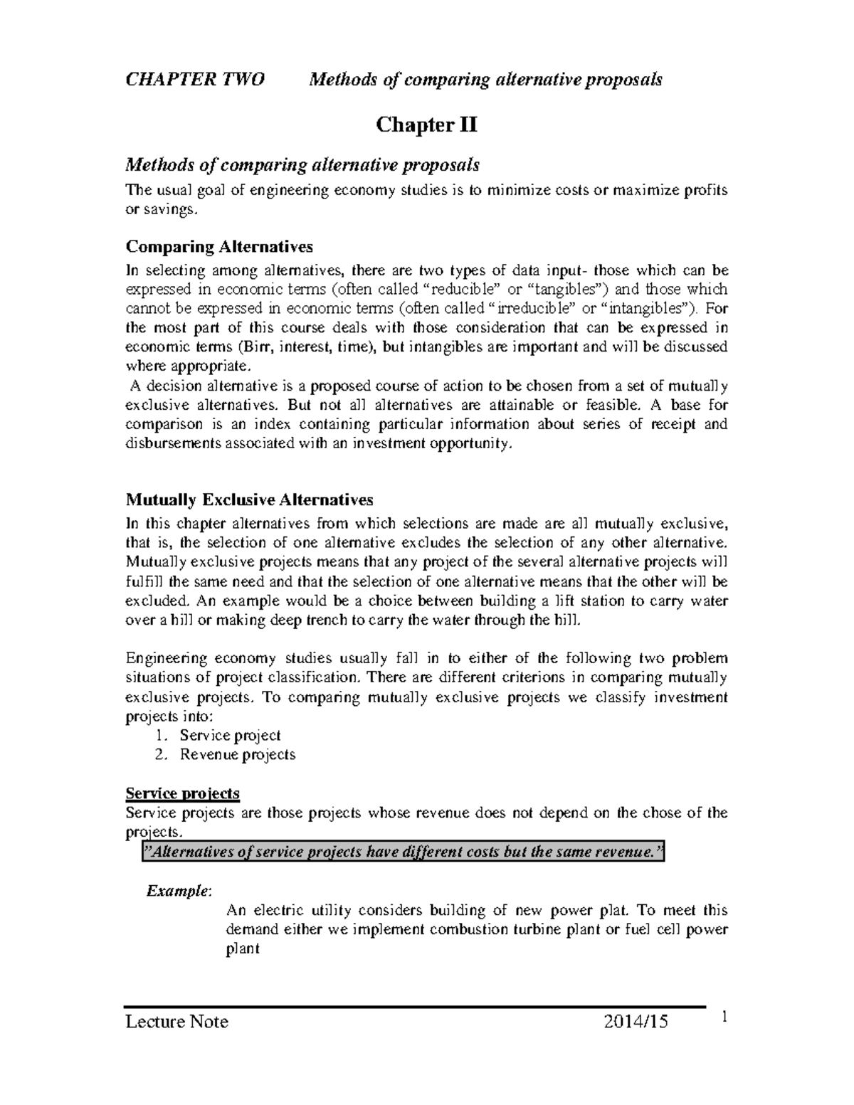 2 1 January 2018 - CHAPTER TWO Methods of comparing alternative ...