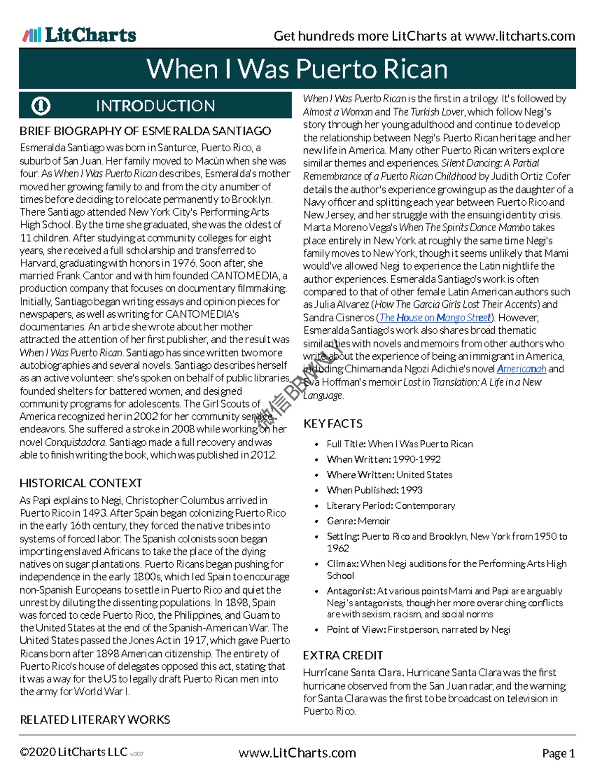 When-I-Was-Puerto-Rican-Lit Chart 1 - When I Was Puerto Rican BRIEF ...