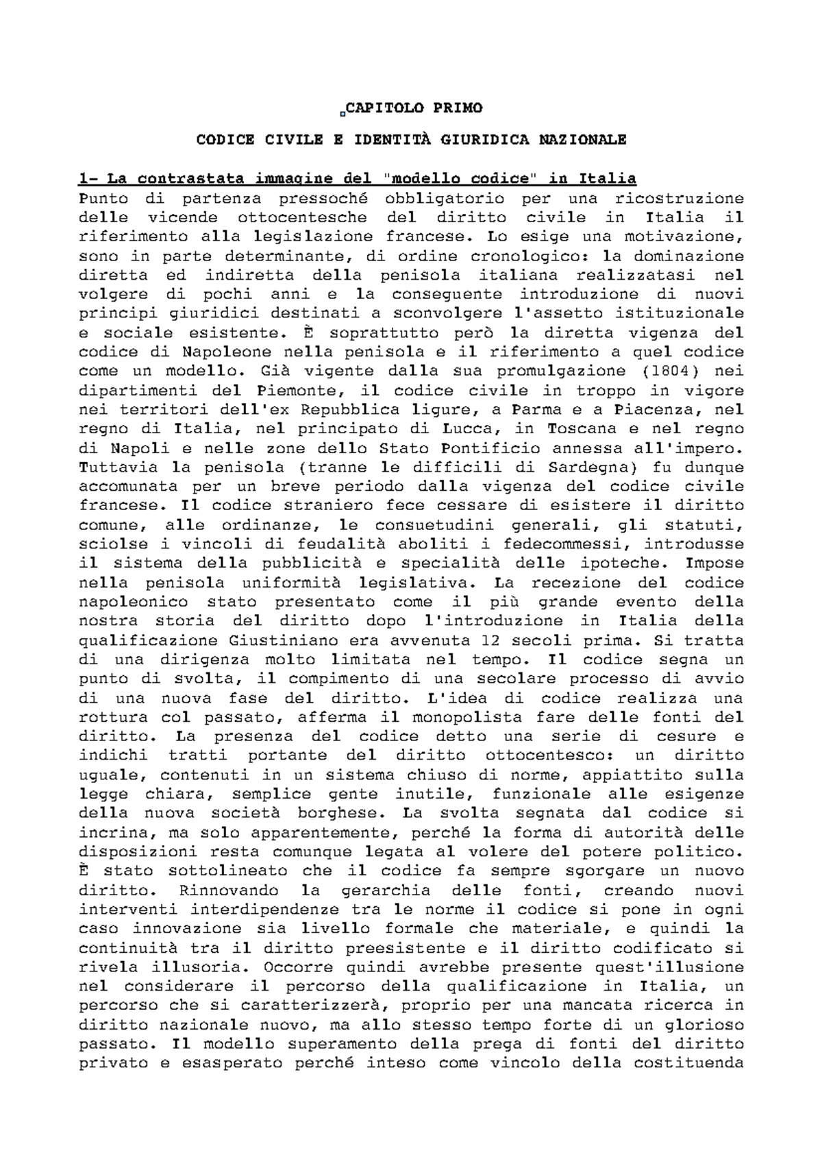 Riassunto corso di storia delle codificazioni moderne rif cazzetta ...