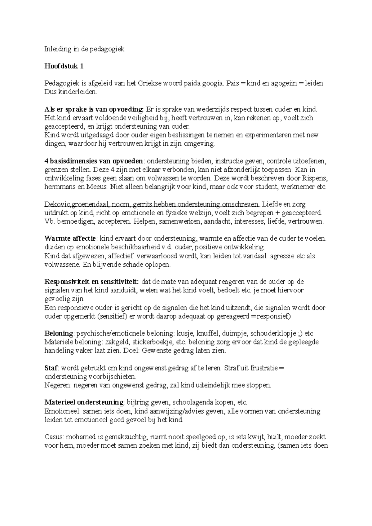 Inleiding in de pedagogiek 1 2 3 4 - Inleiding in de pedagogiek Hoofdstuk 1 Pedagogiek is ...