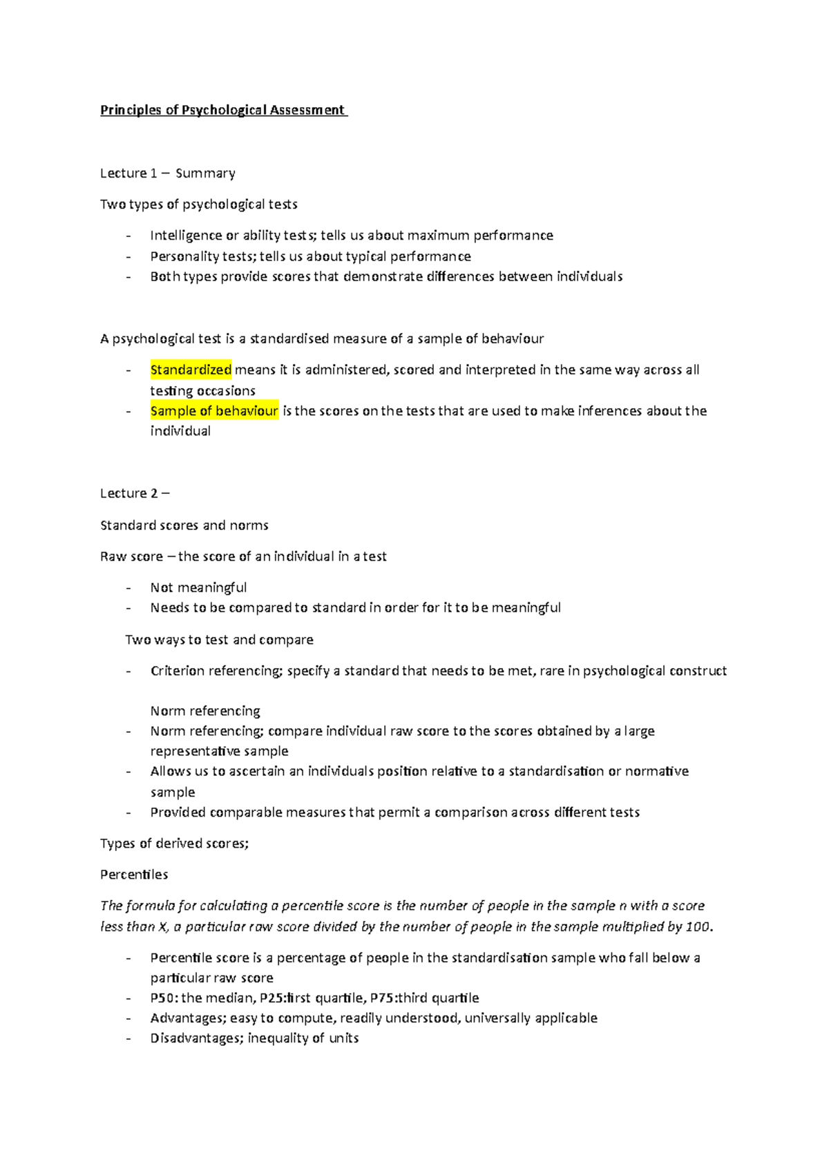 Principles of Psych - Principles of Psychological Assessment Lecture 1 ...