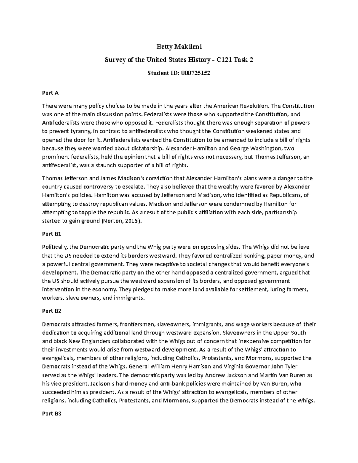 C121 Task2 - passed - Betty Makileni Survey of the United States ...