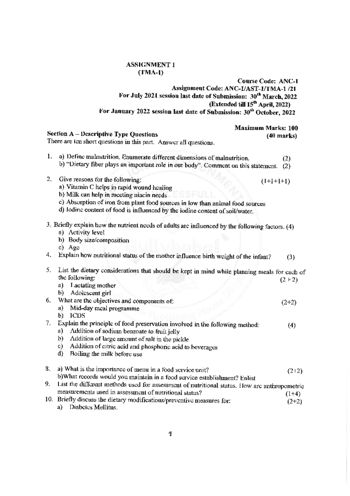 ANC 01 English July 2021 January 2022 - ASSIGNMENT 1 Course Code: Assignment Code: For July 2021 ...