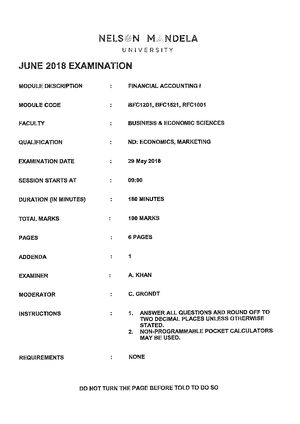 EBMV301 - Mandela - Financial Management - Studocu