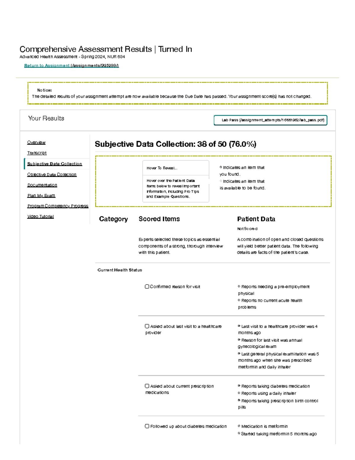 Shadow Health Comprehensive Exam - Comprehensive Assessment Results ...