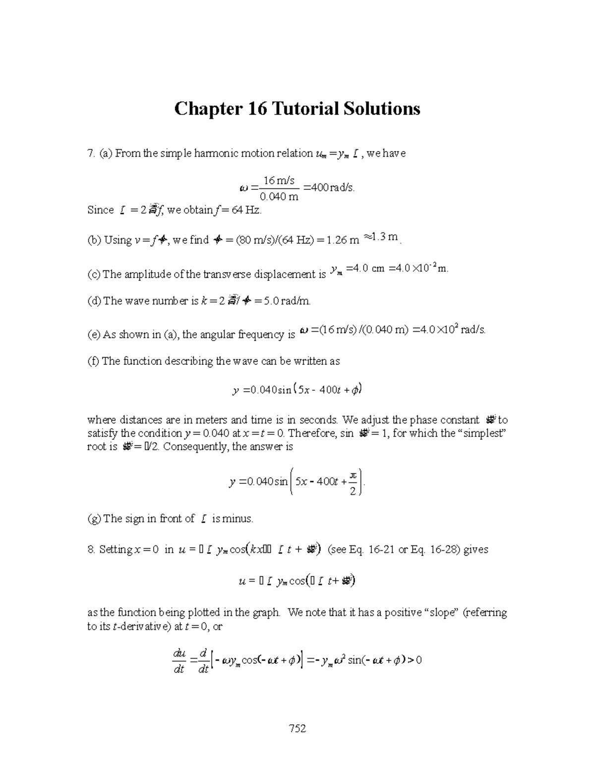 28082023 PHYS1624 Chapter 16 Tutorial- Solutions - Chapter 16 Tutorial ...