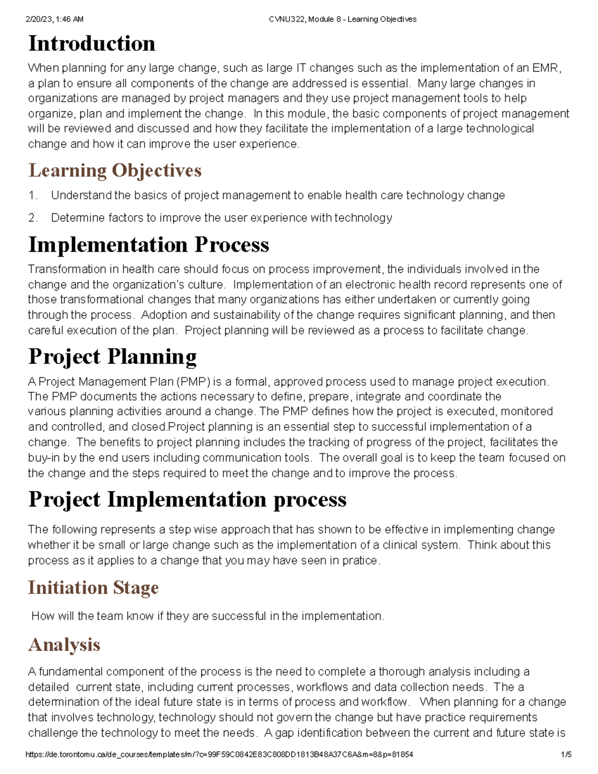 CVNU322, Module 8 - Learning Objectives - Introduction When planning ...
