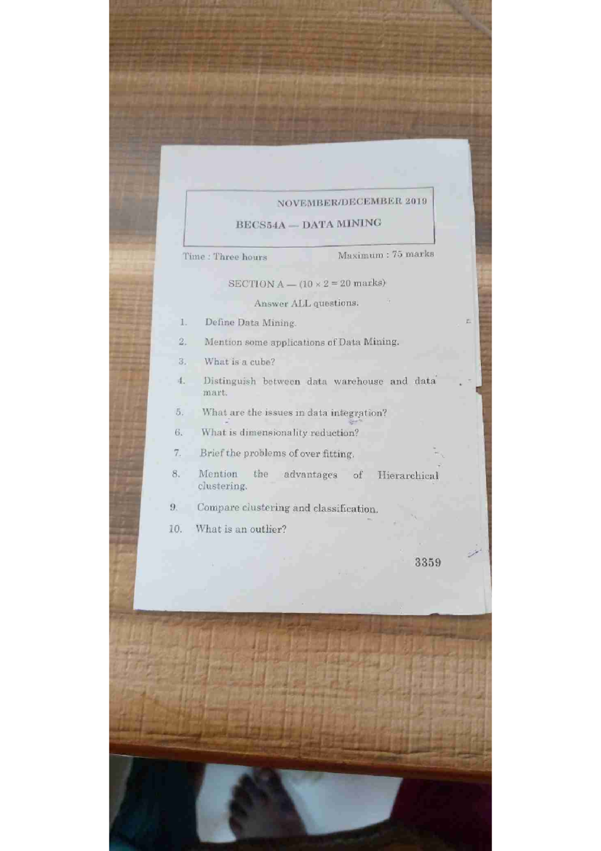 Data Mining 2019 - Use this material to refer the important questions ...