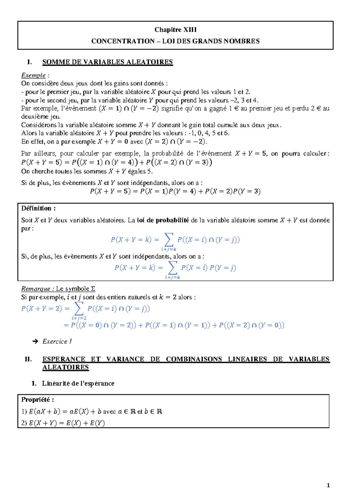 13 - Concentration et loi des grands nombres Corrige - Chapitre XIII ...