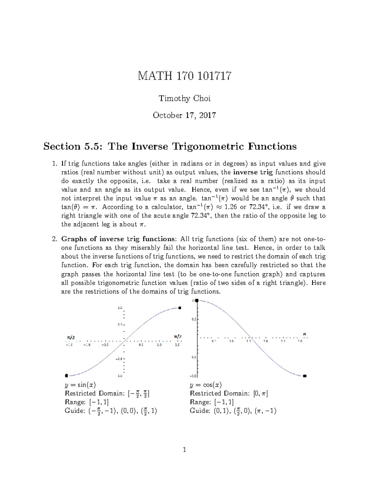 Math170 101717 - Lecture notes 1 - MATH 170 101717 Timothy Choi October ...
