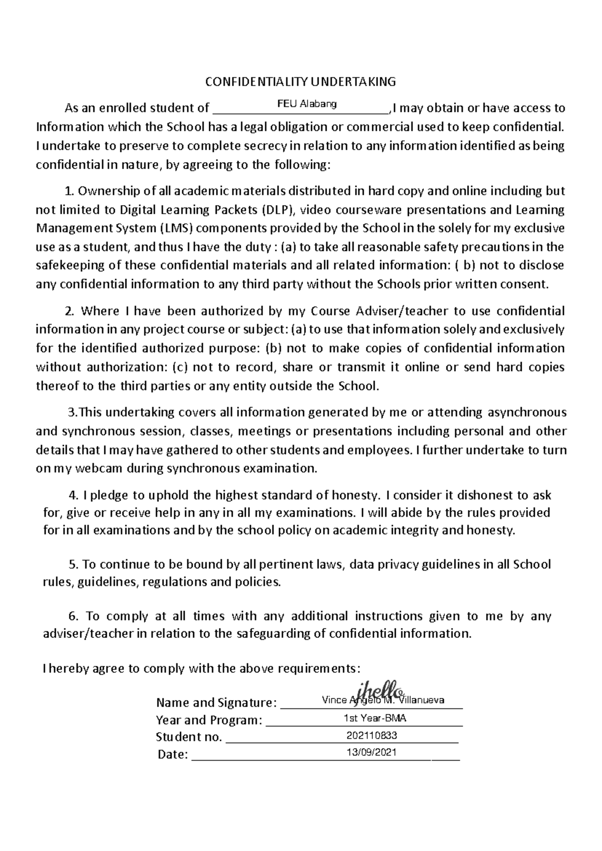 Confidentiality Undertaking - CONFIDENTIALITY UNDERTAKING As an ...