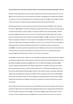 Russia essay questions - Essay Questions: Russia 1917-91: from Lenin to ...