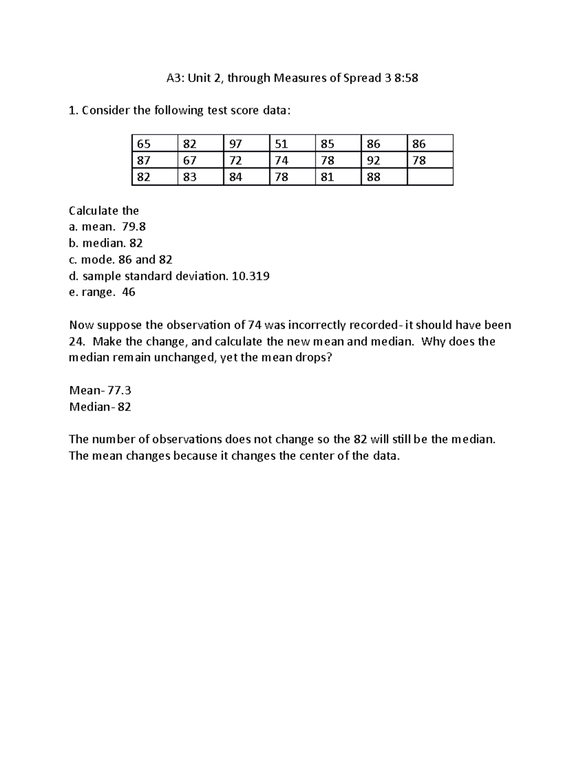 Assignment 3 - Instructor is Mr. Jones - A3: Unit 2, through Measures ...
