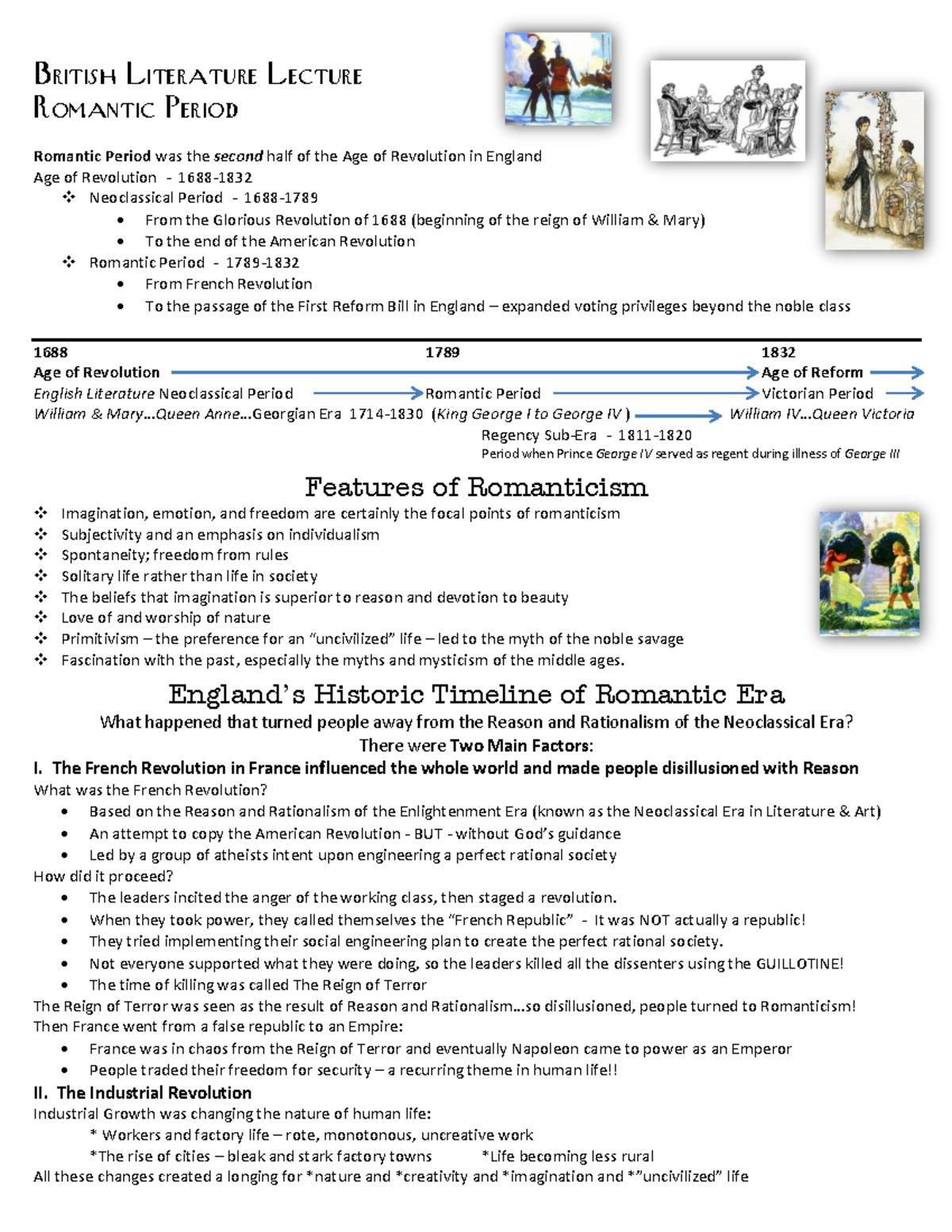 18-20 brit lit outline romantic period - British Literature Lecture ...