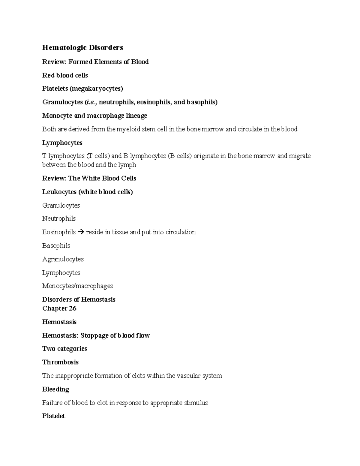 Hematologic Disorders - Hematologic Disorders Review: Formed Elements ...