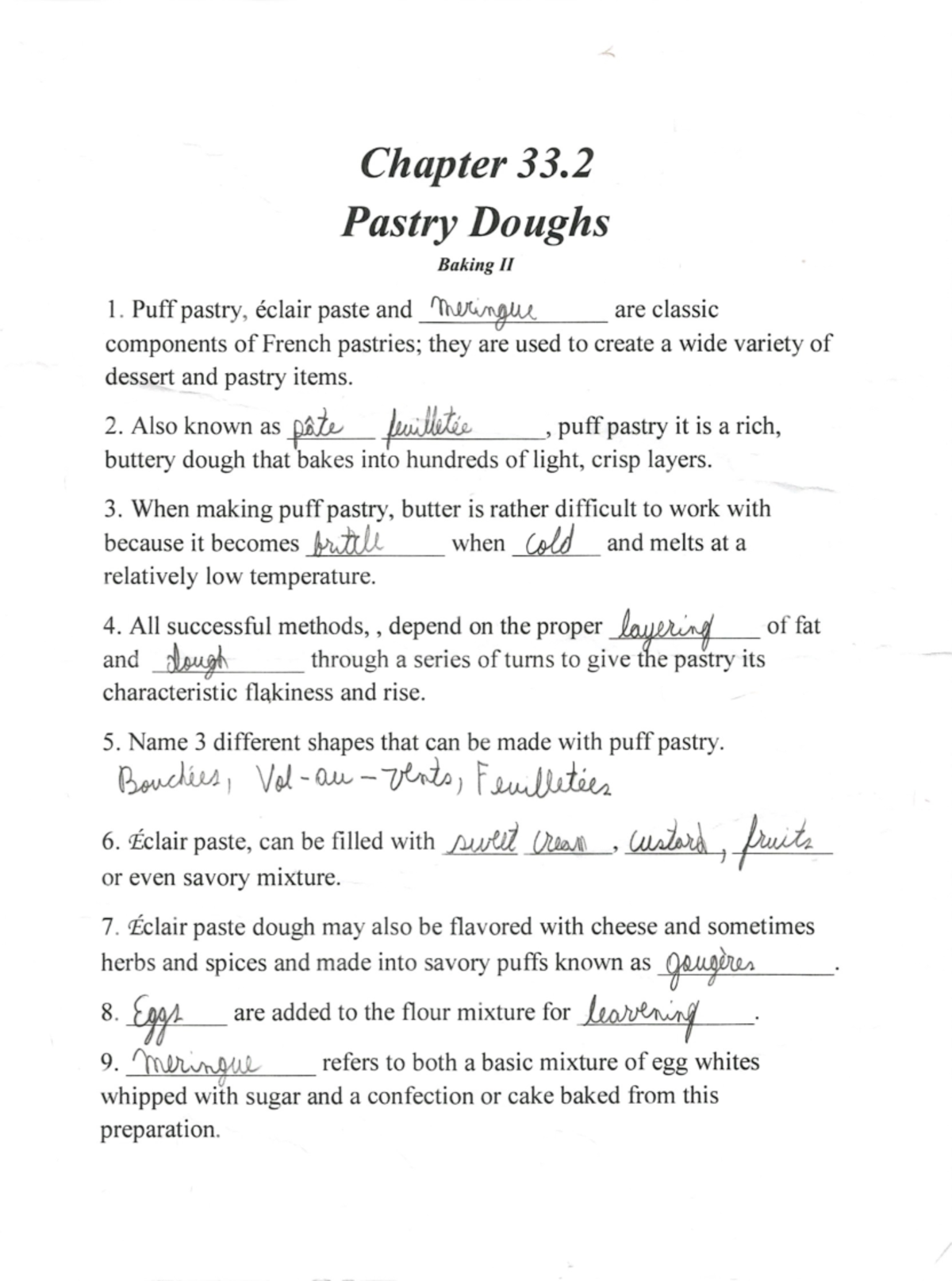 Baking 2 Chapter 33 - Weekly Class Notes. - Chapter 33 Pastry Doughs ...