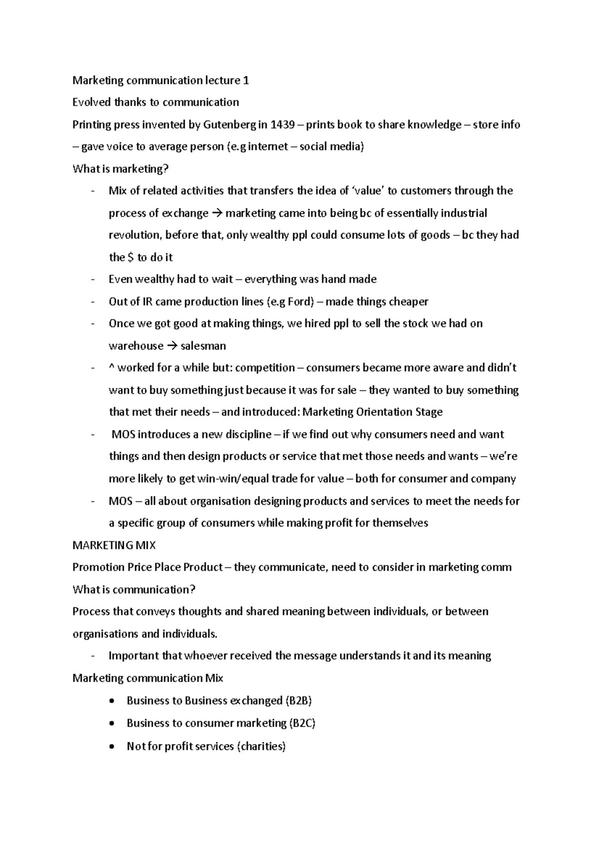 Marketing communication lecture 1 - Important that whoever received the ...